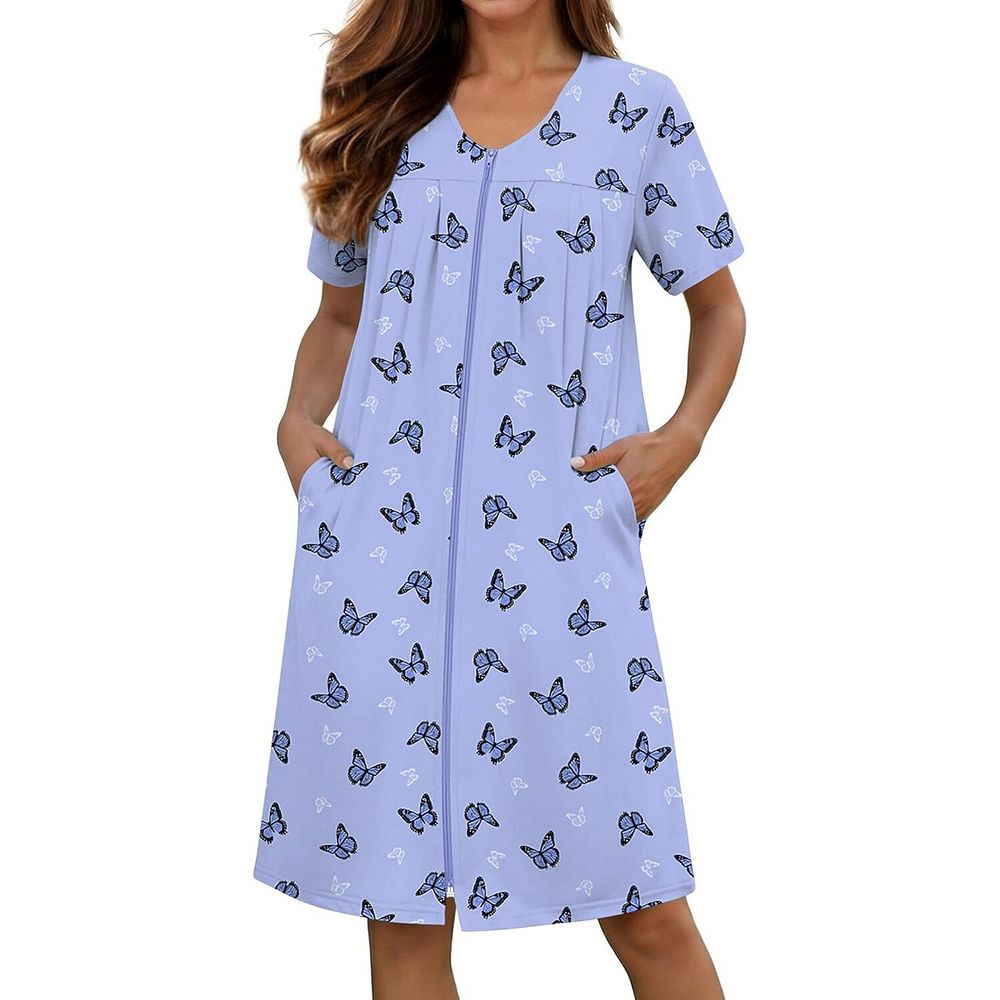 Ekouaer Zipper Robes for Women Short Knit Bathrobes Lightweight Knee ...