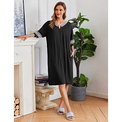 Ekouaer Summer Robe for Women Lightweight Zip Robe Baggy Knit Color ...