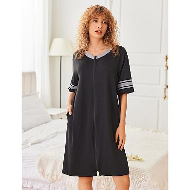 Ekouaer Summer Robe for Women Lightweight Zip Robe Baggy Knit Color ...