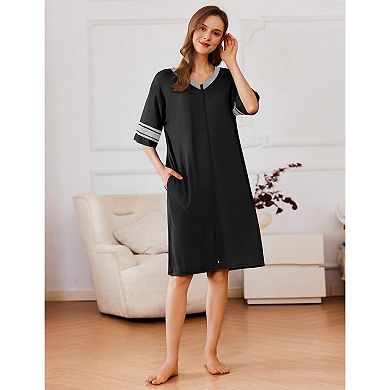 Ekouaer Summer Robe for Women Lightweight Zip Robe Baggy Knit Color ...