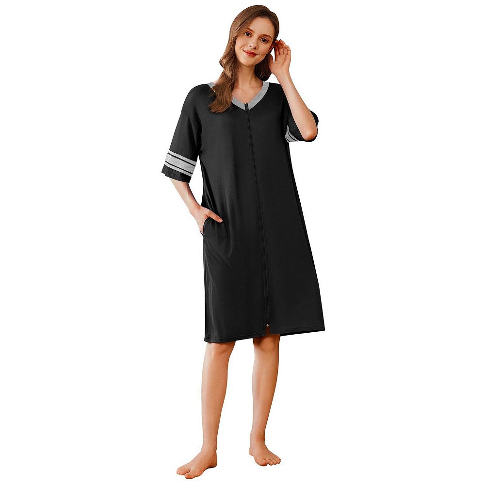 Ekouaer Summer Robe for Women Lightweight Zip Robe Baggy Knit Color ...