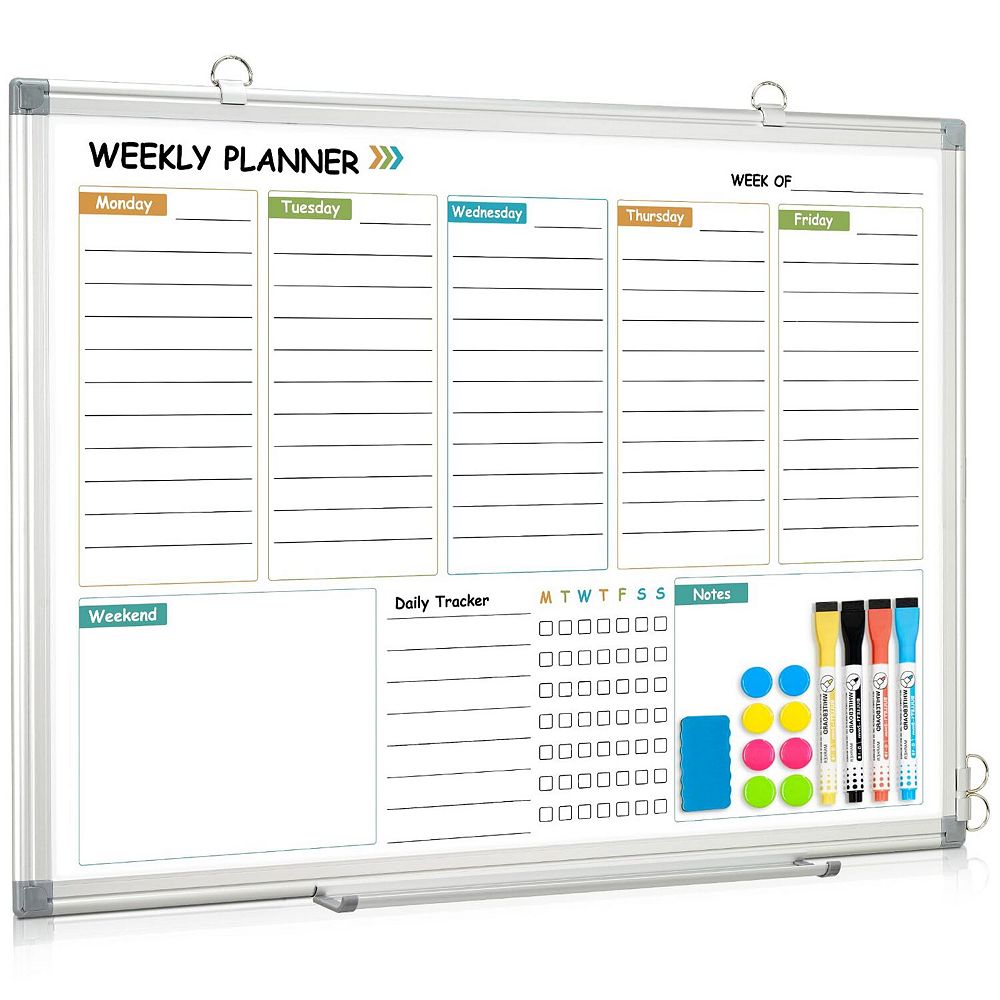 Weekly Dry Erase Calendar Whiteboard 24x18 Double-Sided Planner ...