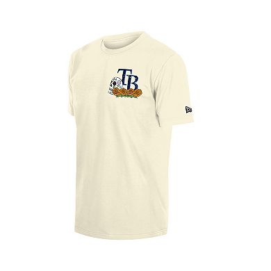 Men's New Era Natural Tampa Bay Rays Dia de los Muertos Sugar Skull T-Shirt