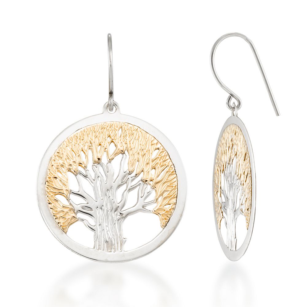 Tori Hill 14k Gold over Sterling Silver Two Tone Tree Of Life Circle ...