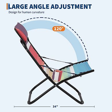 Beach Chair Lounge Chair Outdoor, Lightweight Folding Beach Chair with ...