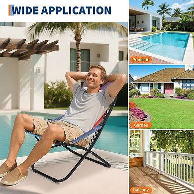 Beach Chair Lounge Chair Outdoor, Lightweight Folding Beach Chair with ...