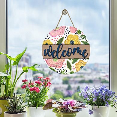 Spring Summer Flower Door Sign Floral Wood Hanger Outdoor Porch Decor ...