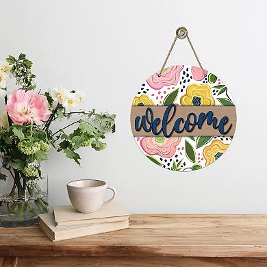 Spring Summer Flower Door Sign Floral Wood Hanger Outdoor Porch Decor ...