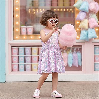 2Bunnies Girls' Iridescent Pastel Cotton Candy Sequin Illusion ...
