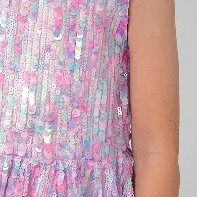 2Bunnies Girls' Iridescent Pastel Cotton Candy Sequin Illusion ...