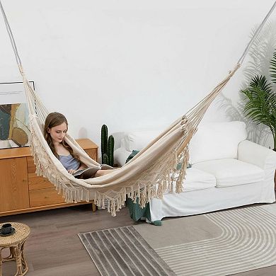 Double Boho Macrame Hammock w Elegant Tassels Patio/Beach/Wedding Decor ...