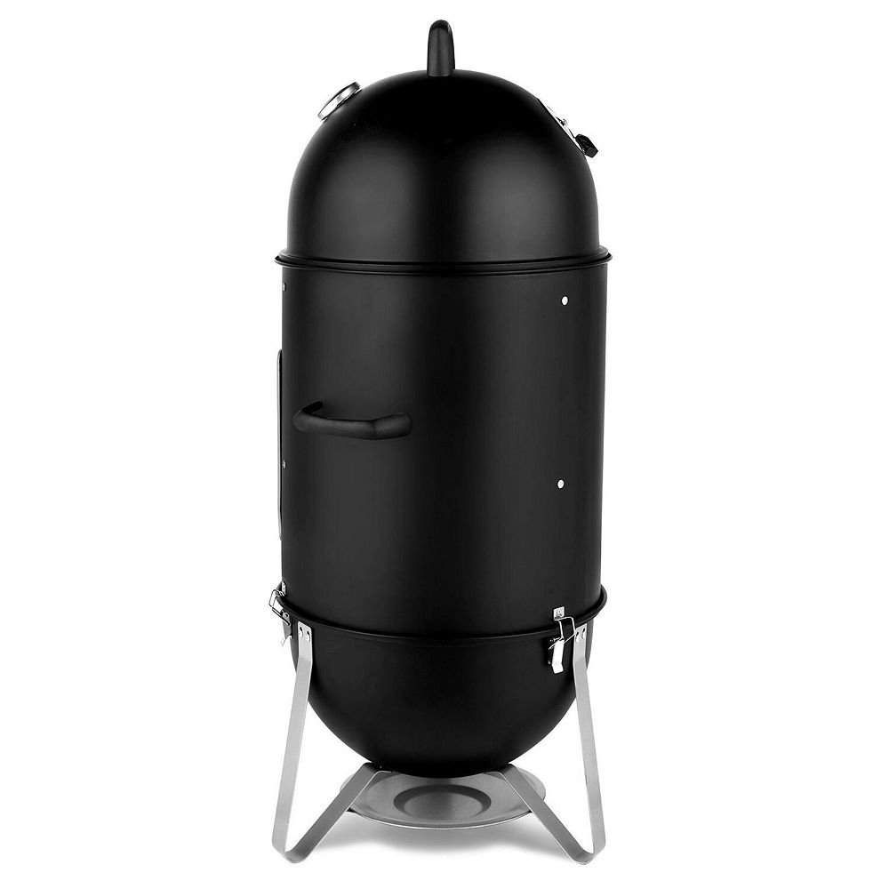 Vertical Charcoal Smoker Grill 3 Layer Barrel BBQ with Thermometer