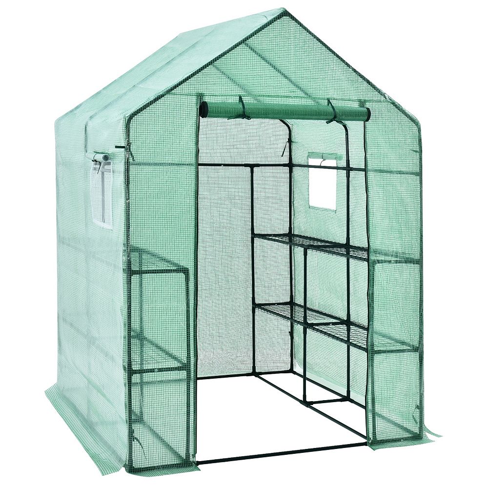 56 x 56 x 77-Inch Walk-In Greenhouse with Observation Windows