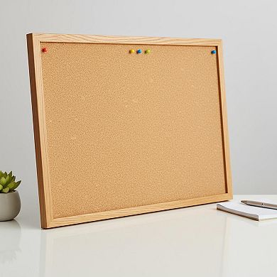 24x36 Wooden Framed Cork Board Bulletin With Pins Hooks