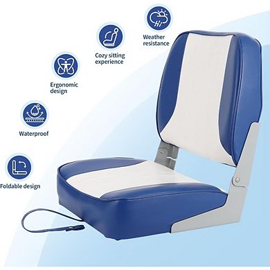 2 Pack Low Back Folding Boat Seats, Fishing Chairs with Thick Sponge ...