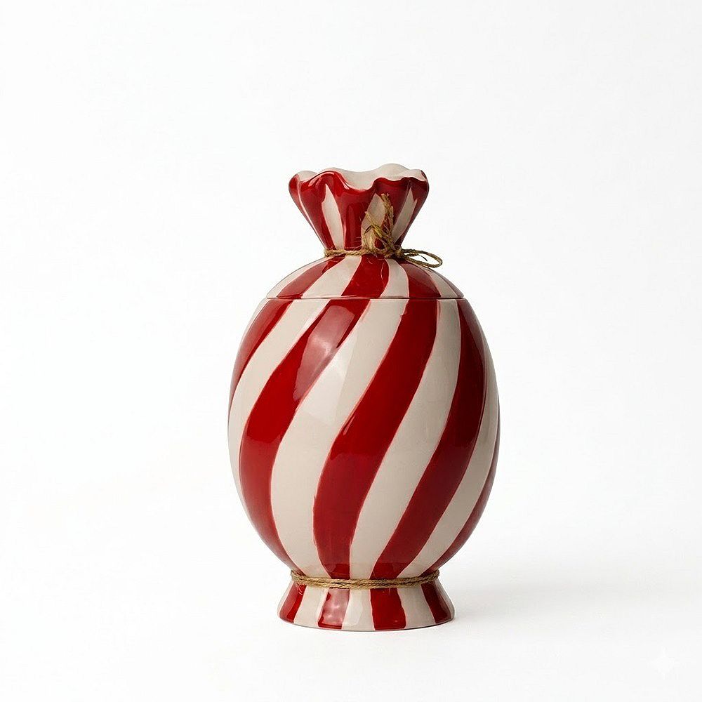 Christmas Ceramic Food Storage Jar with Lid, Holiday Candy & Snack Canister
