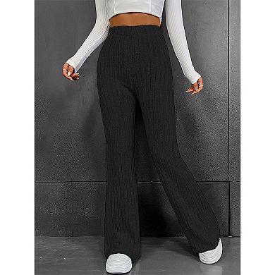 Women's High Waisted Pants Slim Fit Stretchy Bootcut Trousers Casual ...