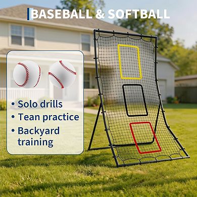 6x4 FT Baseball and Softball Rebounder Net Pitchback Trainer for ...