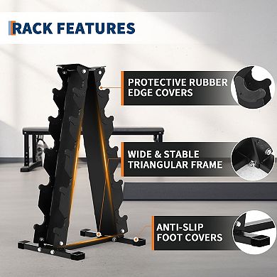 5-Tier Dumbbell Rack, Heavy Duty Q235 Carbon Steel Weight Storage ...