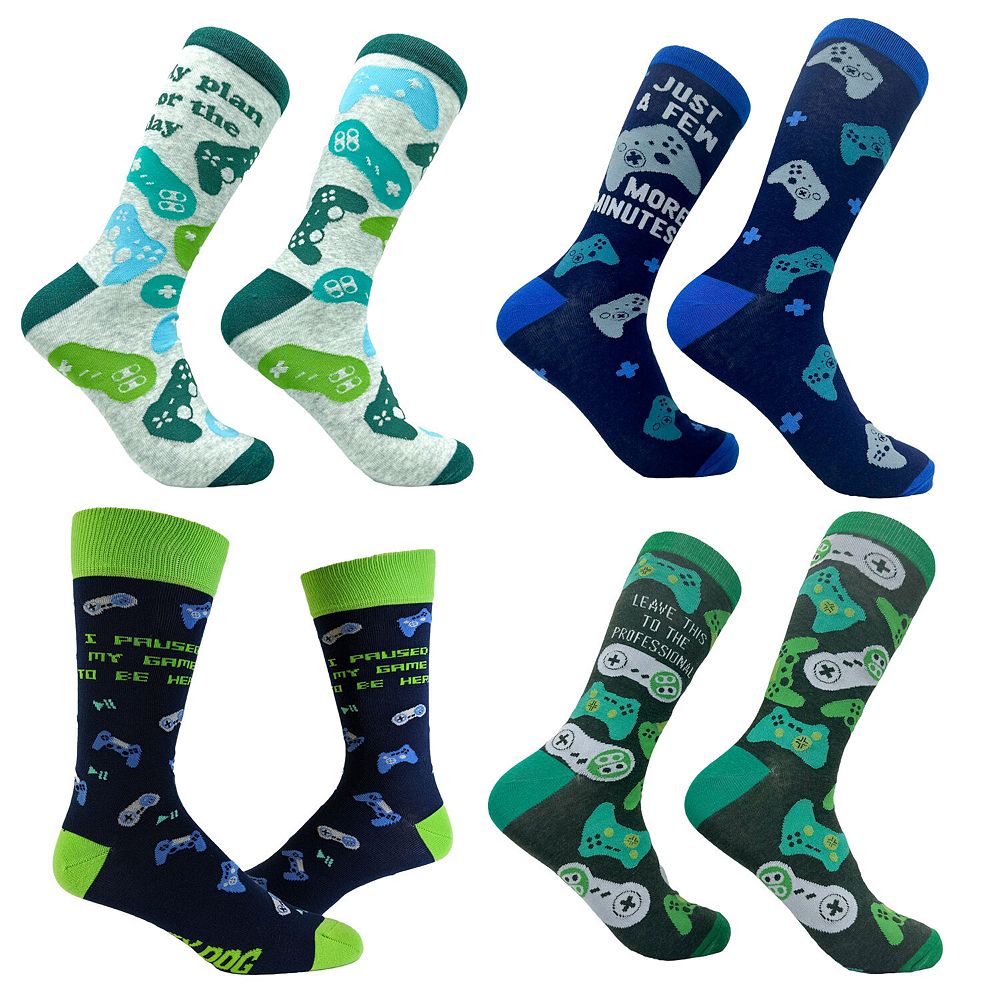 Mens Funny Video Game Socks Bundle 4 Pack Socks With Awesome Graphics ...
