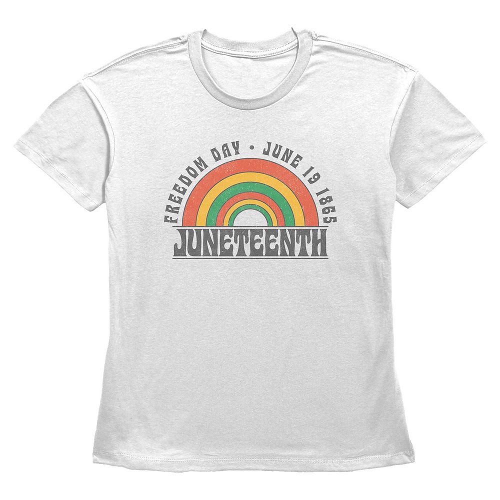 Women's Juneteenth Freedom Day Retro Rainbow Graphic Tee