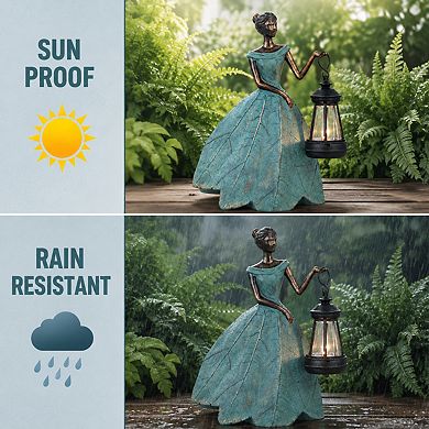 Solar Fairy Garden Statue Outdoor LED Lights Patio Yard Decor Gifts for Mom