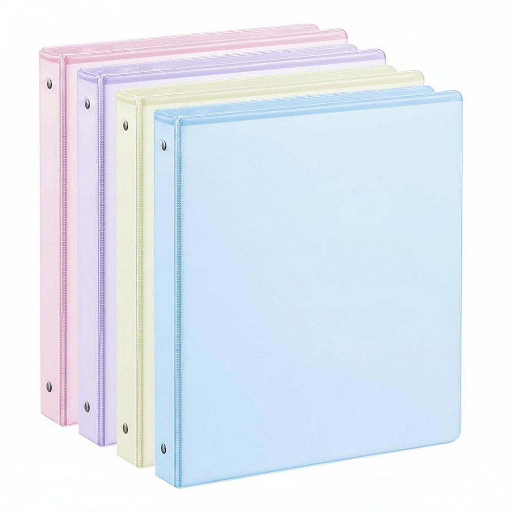 1 Inch 3 Ring Binder 4 Pack Pastel Holds 200 Letter Sheets With Pockets ...