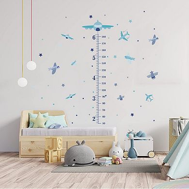 3pcs Airplane Star Height Growth Chart Wall Sticker Self-adhesive Kids ...