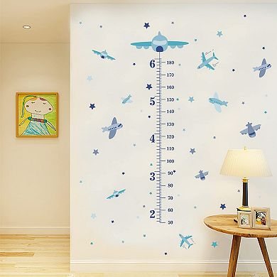 3pcs Airplane Star Height Growth Chart Wall Sticker Self-adhesive Kids ...