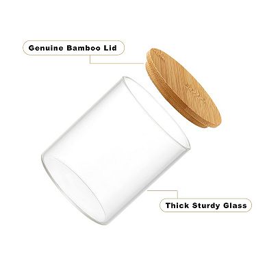 4 Pack Glass Qtip Holder Dispenser Jars With Bamboo Lids Cotton Ball ...