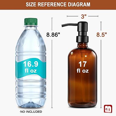 Glass Soap Dispenser 2 Pack Bottles with Stainless Steel Pump 17 Oz ...