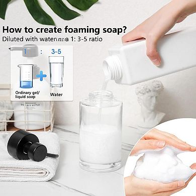 Foaming Soap Dispenser 12 Oz Glass 2 Pack 304 Stainless Steel Pump ...