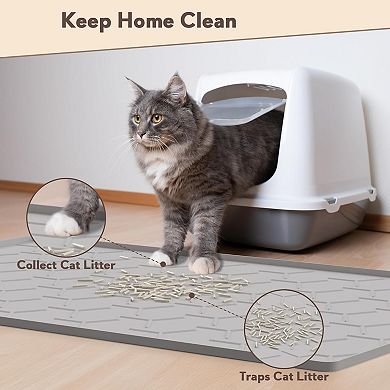 Cat Litter Mat Large 34x22 Inch Waterproof Silicone Pad