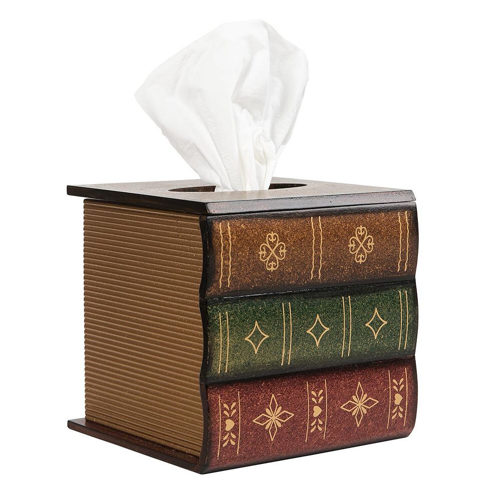 Retro Wooden Book Tissue Box Cover Square Dispenser for Home Office Car