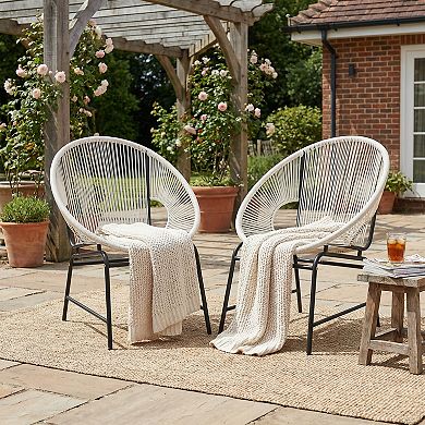 KWPZQEB 2PCS Outdoor Patio Wicker Chairs, Iron Frame PE Rattan Beach Chairs