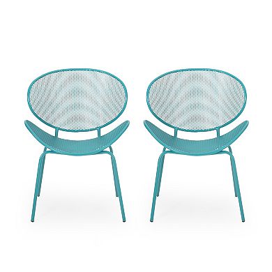 KWPZQEB Retro Shell Chair Set of 2, Coated Iron Frame Chairs with Mesh ...