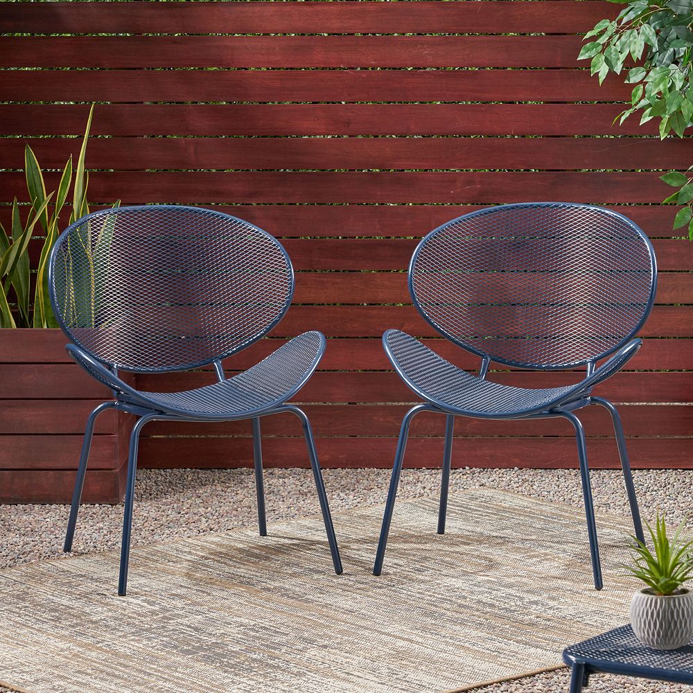KWPZQEB Retro Shell Chair Set of 2, Coated Iron Frame Chairs with Mesh ...