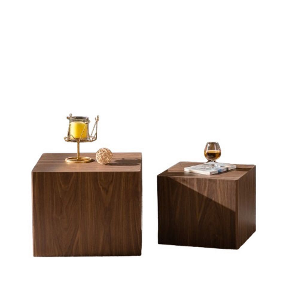 Walnut Nesting Cube Coffee Table Set with Fully Assembled Base for ...