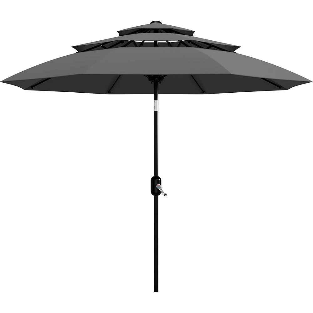 10FT 3-Tier Patio Umbrella, Outdoor Vented Table Market Shade with Easy ...