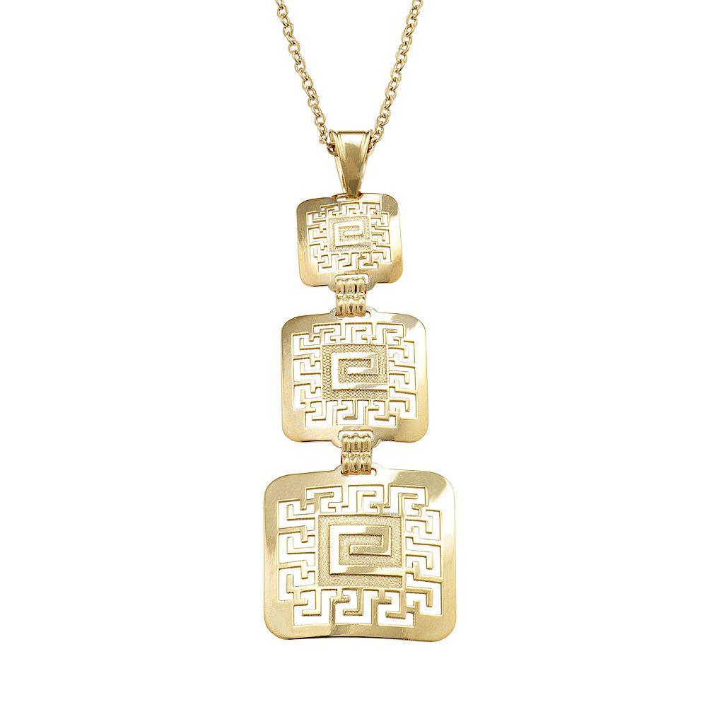 14k Gold and Sterling Silver Greek Key Pendant