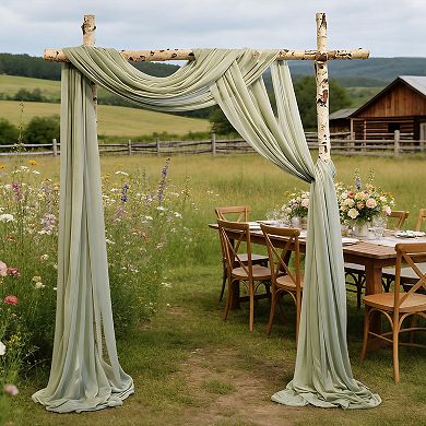 2.5x19.5ft Sheer Chiffon Drapery Fabric, Elegant 3-Panel Wedding Arch ...