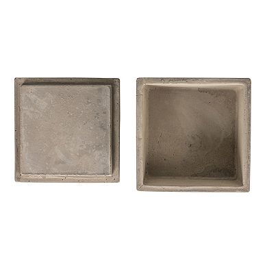Hello Honey Contemporary Cement Boxes with Lids, Grey, Set of 2