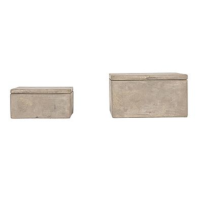 Hello Honey Contemporary Cement Boxes with Lids, Grey, Set of 2