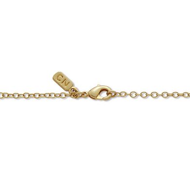 2.58 TCW Oval Genuine Onyx and Cubic Zirconia Gold-Plated Pendant 20 inch