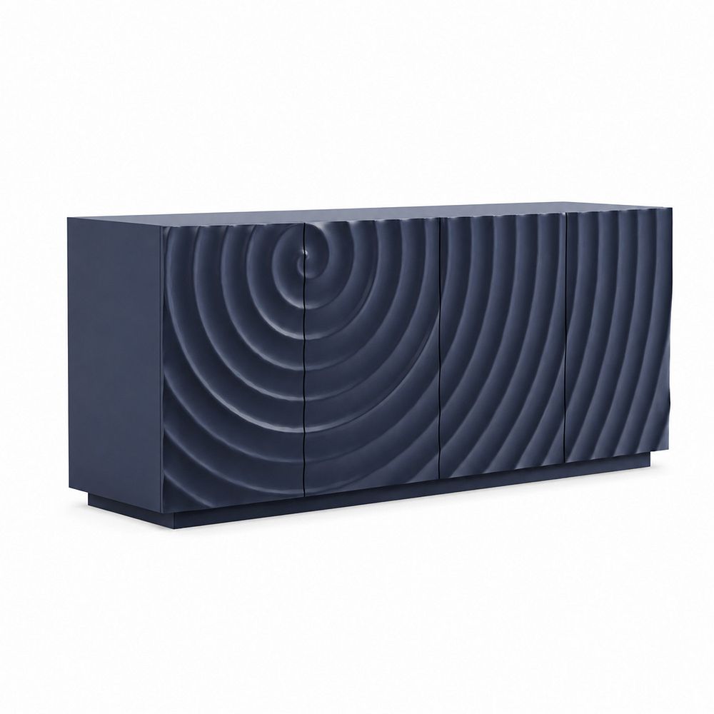 BAOURE MDF And Pine Modern Four Door Buffet Cabinet With Textured Doors ...