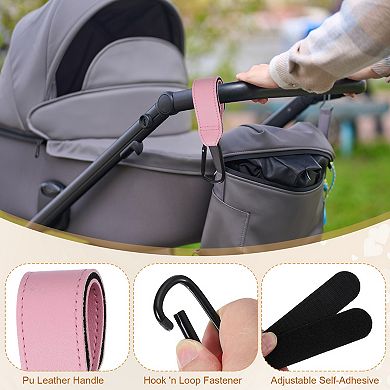 4 Pack Shopping Cart Hooks, 8" Leather Adjustable Shopping Cart Hooks ...