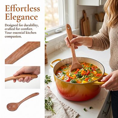 1 Pcs Wood Spoon Non Stick Safe & Heat Resistant Essential Kitchen Tool ...