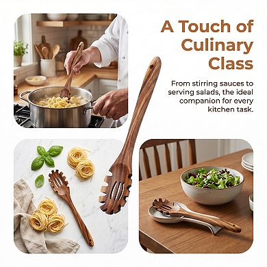 1 Pcs Wood Cooking Spoon Non Stick Safe Heat Resistant Ergonomic ...