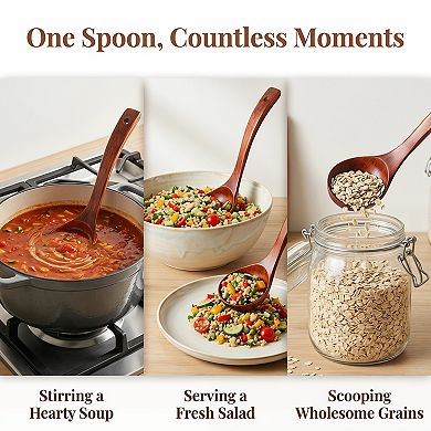 Cooking Spoon Brown Wood Spoon for Non Stick Heat Resistant Kitchen ...