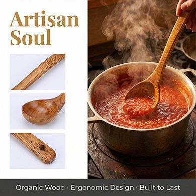Cooking Spoon Wood Spoon for Non Stick Cookware Heat Resistant Kitchen ...